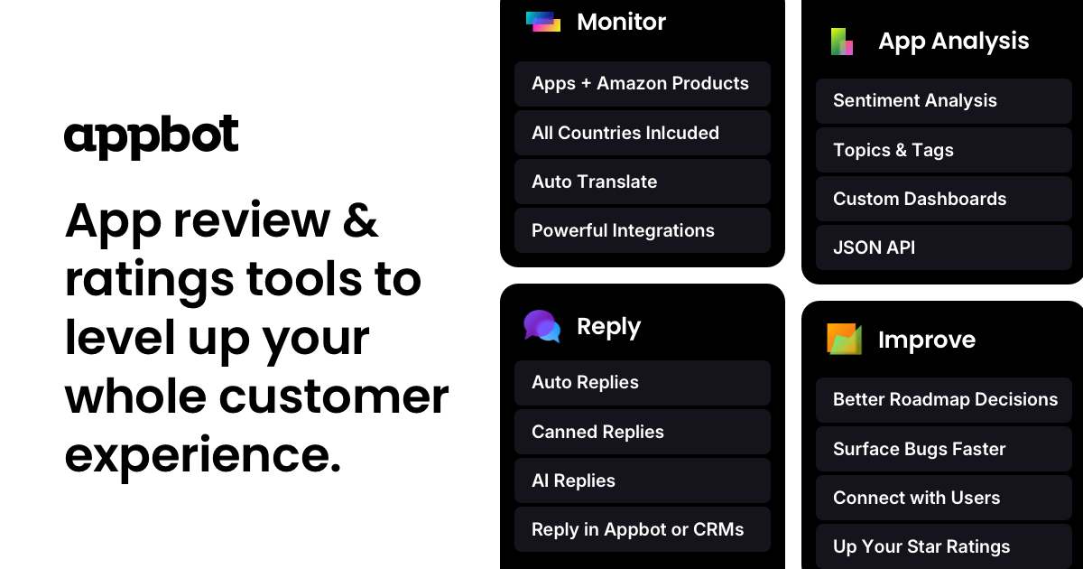 Track app store reviews from all major app stores - Appbot